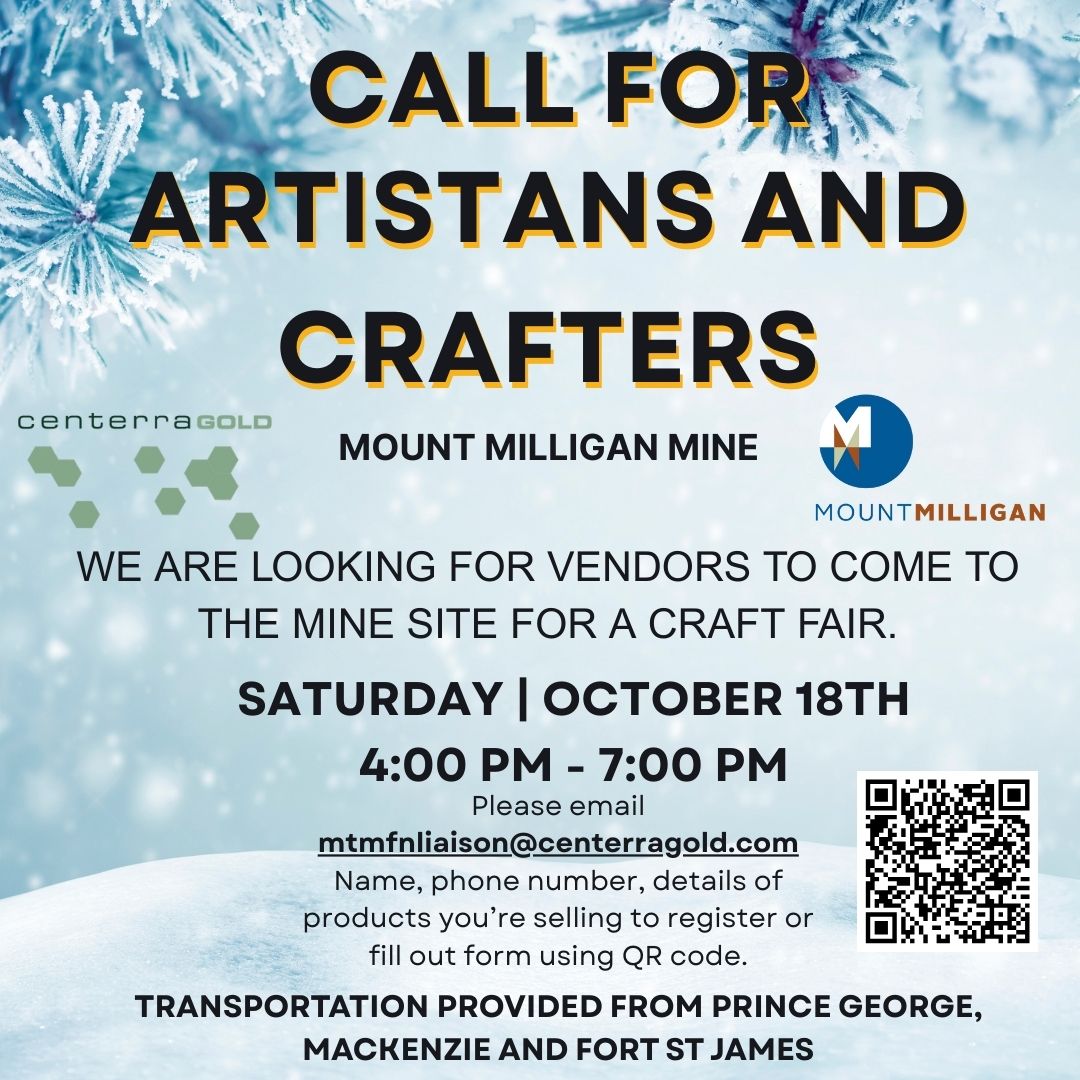 Vendors Wanted: Mount Milligan Mine Craft Fair - District of Mackenzie